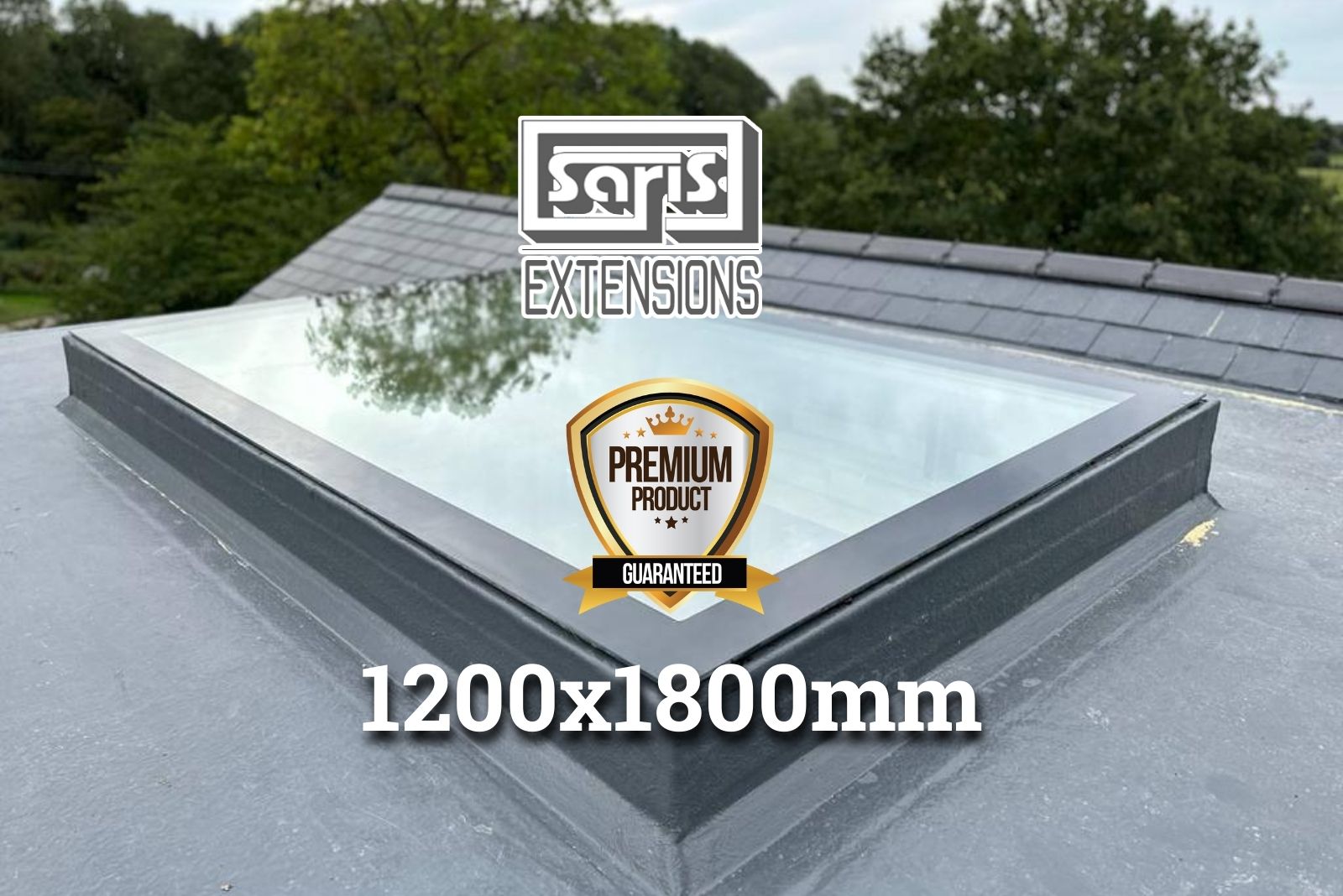 1200 x 1800 mm Skylight, Flat Roof, Triple Glazed, Frameless, 106.80kg ...